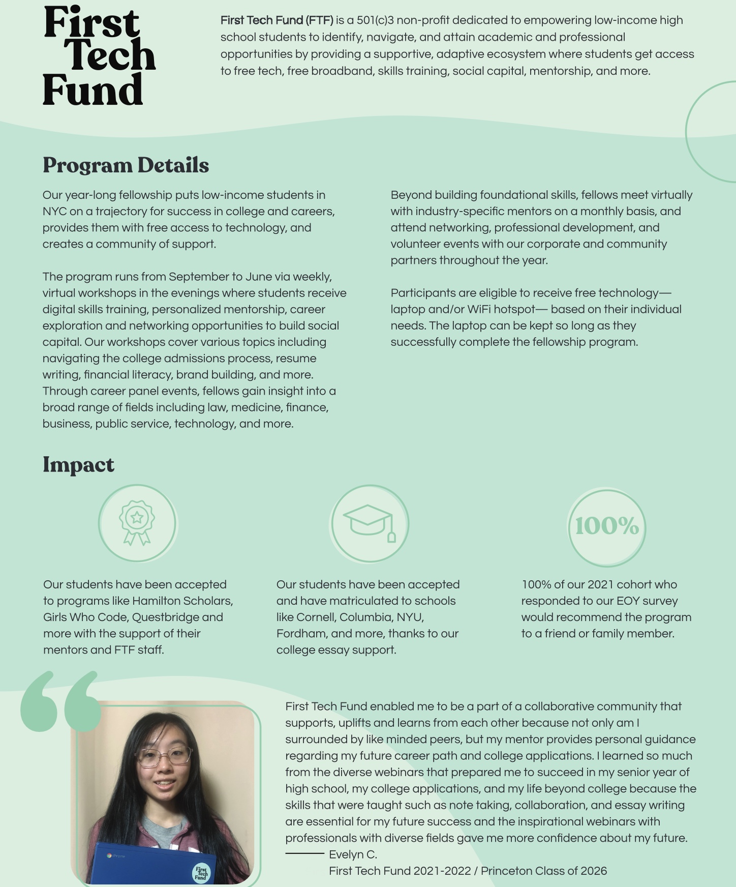 » First Tech Fund – Free virtual high school fellowship program with ...