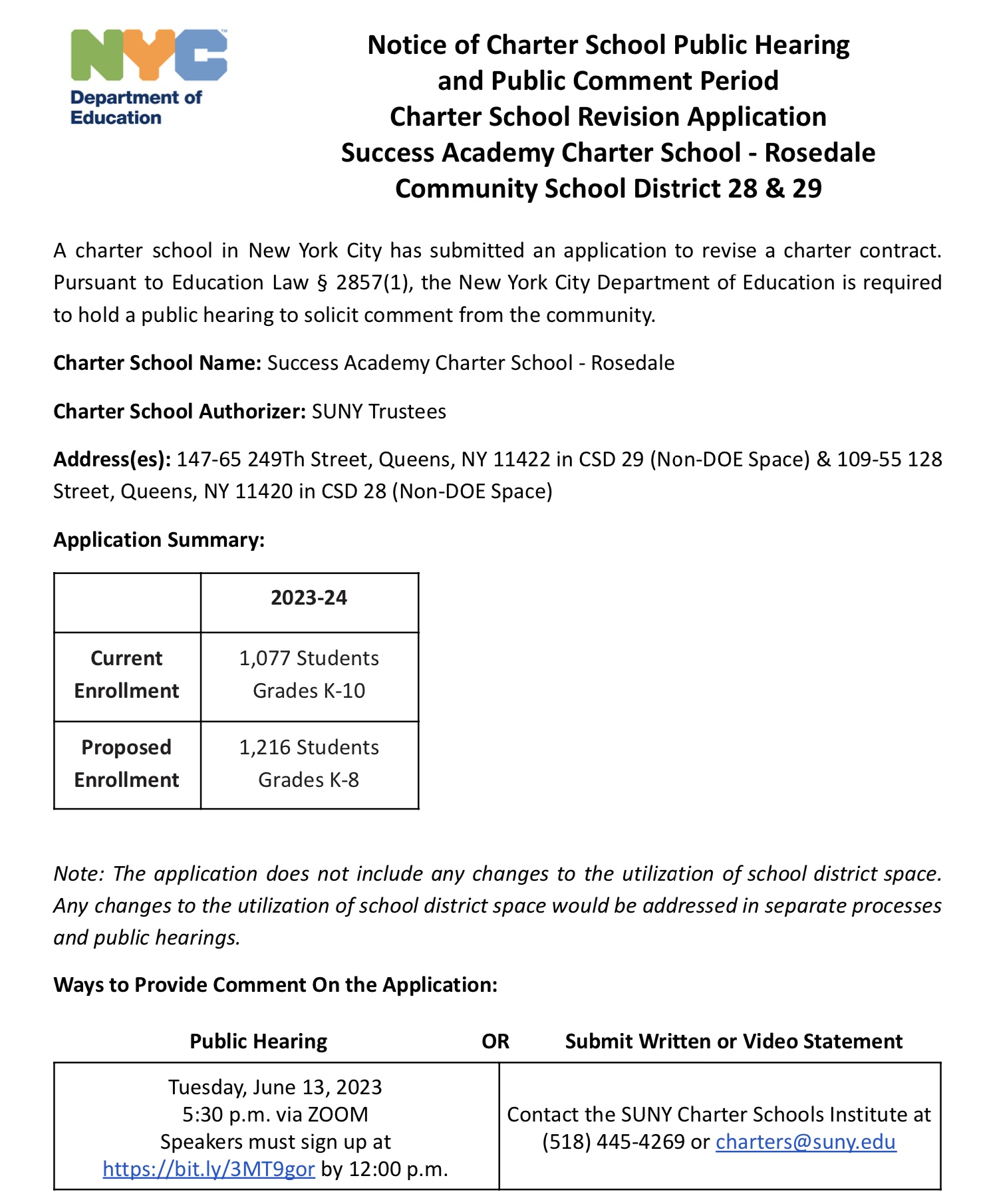» FYI! Tuesday 6-13-23 5:30PM Hearing About Success Academy Attempting ...