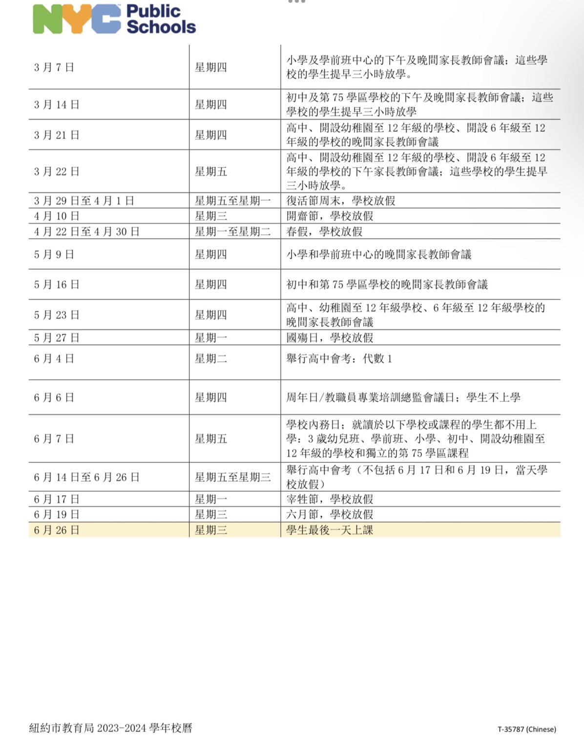 » NYC Public Schools’ 2023-2024 Calendar | Chancellor's Parent Advisory ...