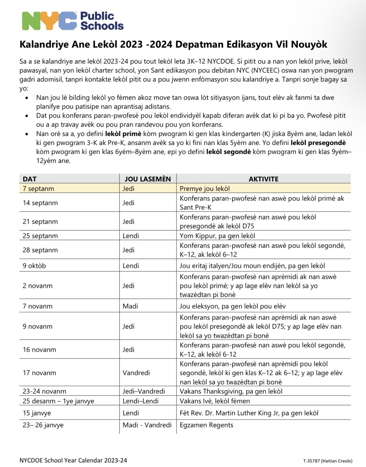 » NYC Public Schools’ 2023-2024 Calendar | Chancellor's Parent Advisory ...