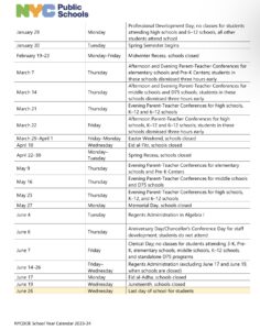 » NYC Public Schools’ 2023-2024 Calendar | Chancellor's Parent Advisory ...