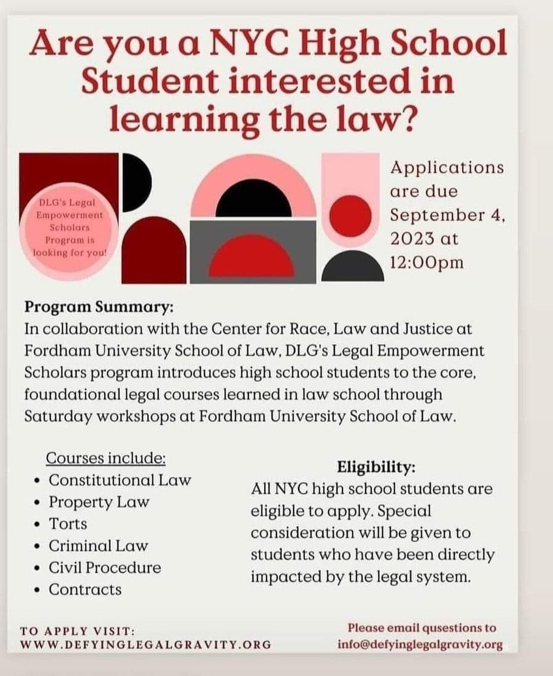 » NYC High School Student Interest in Law – Application Due 09-04-23 ...