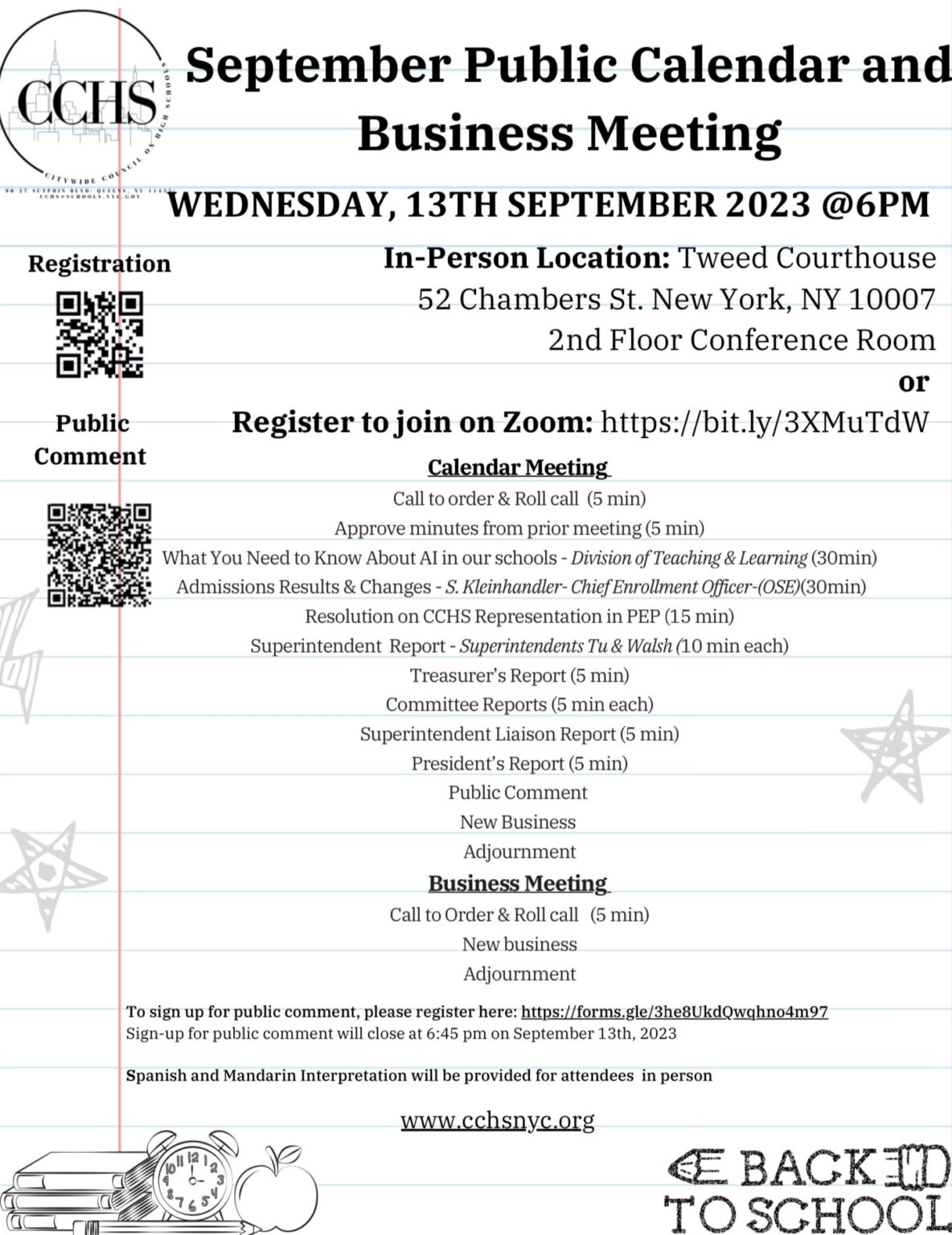 » Join Citywide Council on High Schools in our September Calendar & Business Meeting Wednesday ...